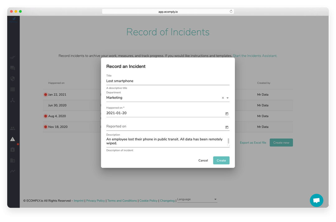 Incident Tracker - ECOMPLY