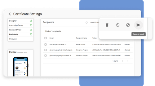 Automatic Creation of Certificates | Virtualbadge.io