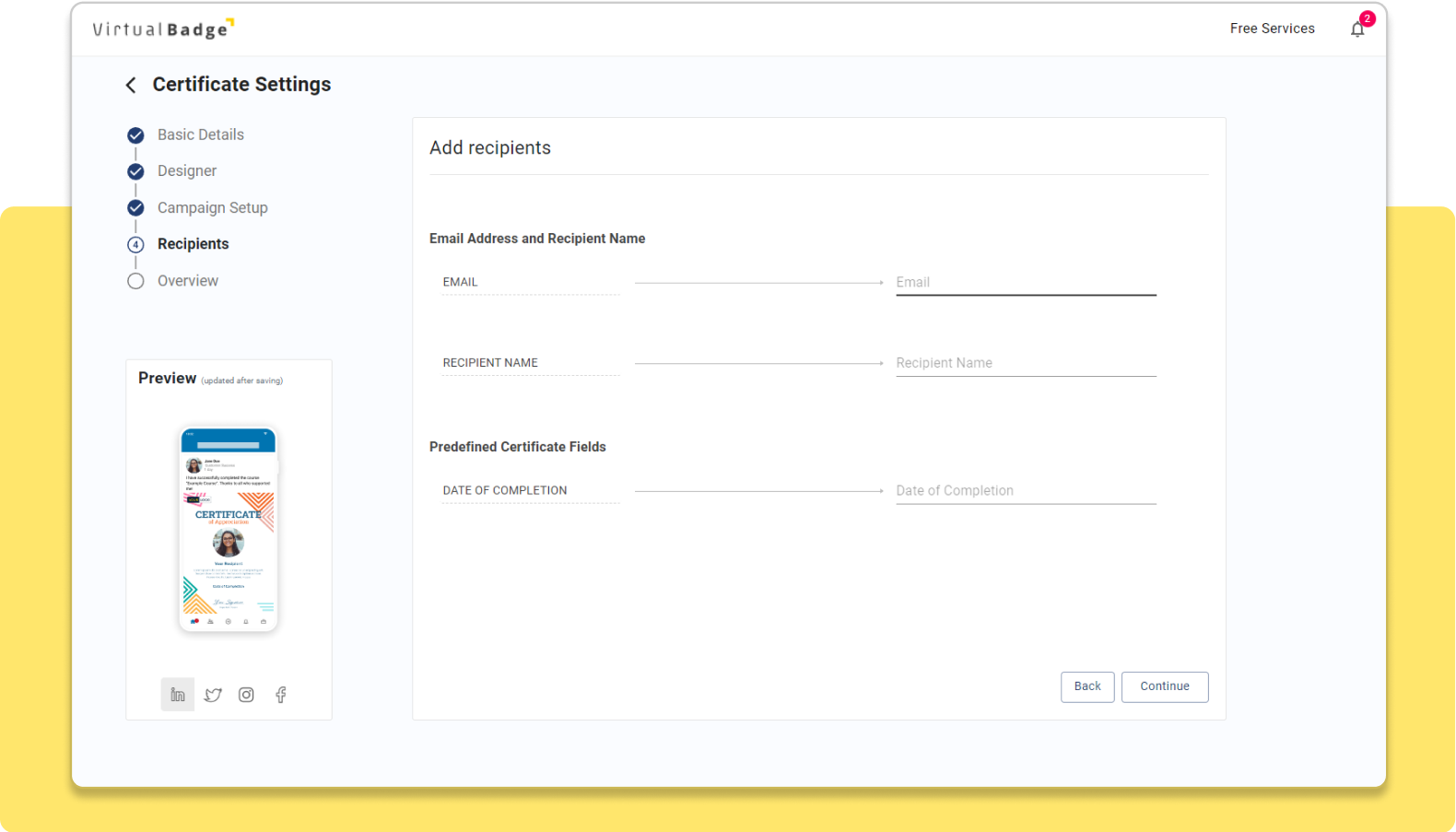 Design your Digital Certificates | Virtualbadge.io