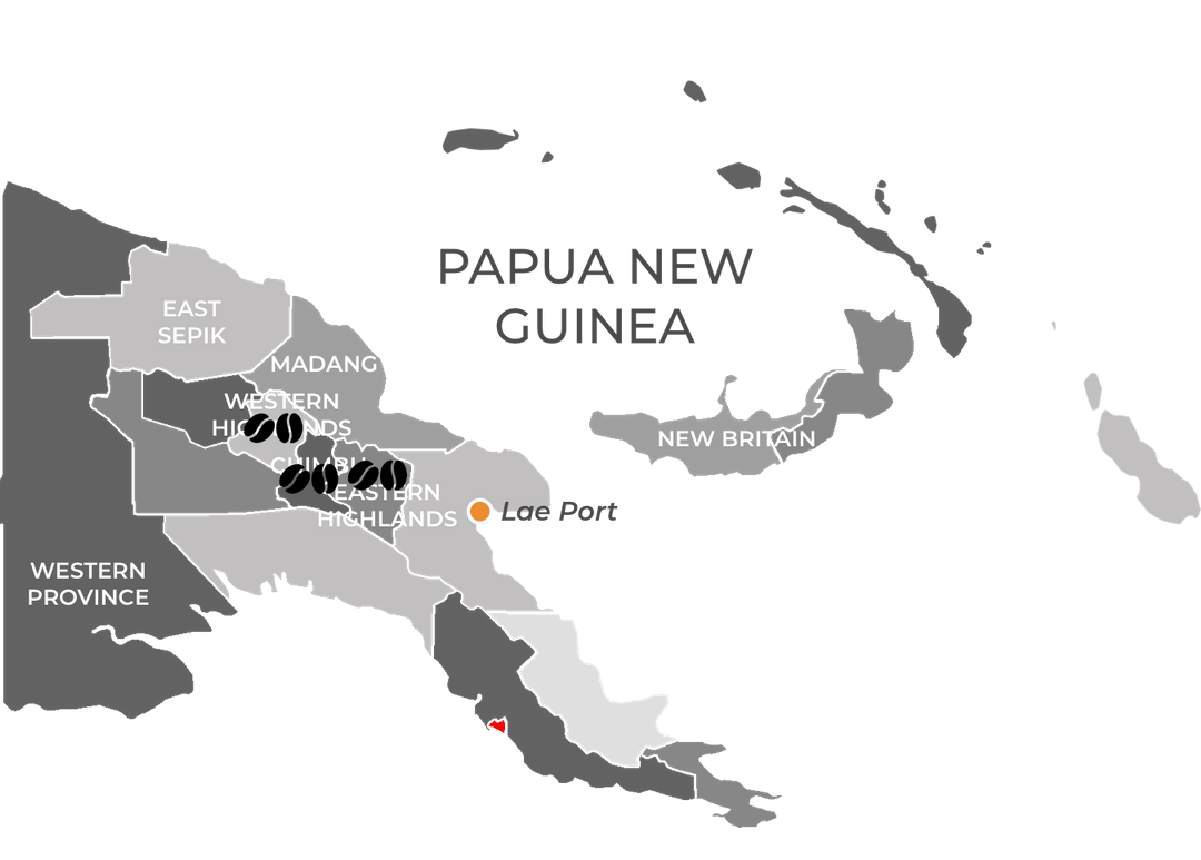 Source green coffees locally, from Indonesia and Papua New Guinea