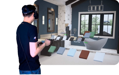 Virtual Reality bathroom designer interface