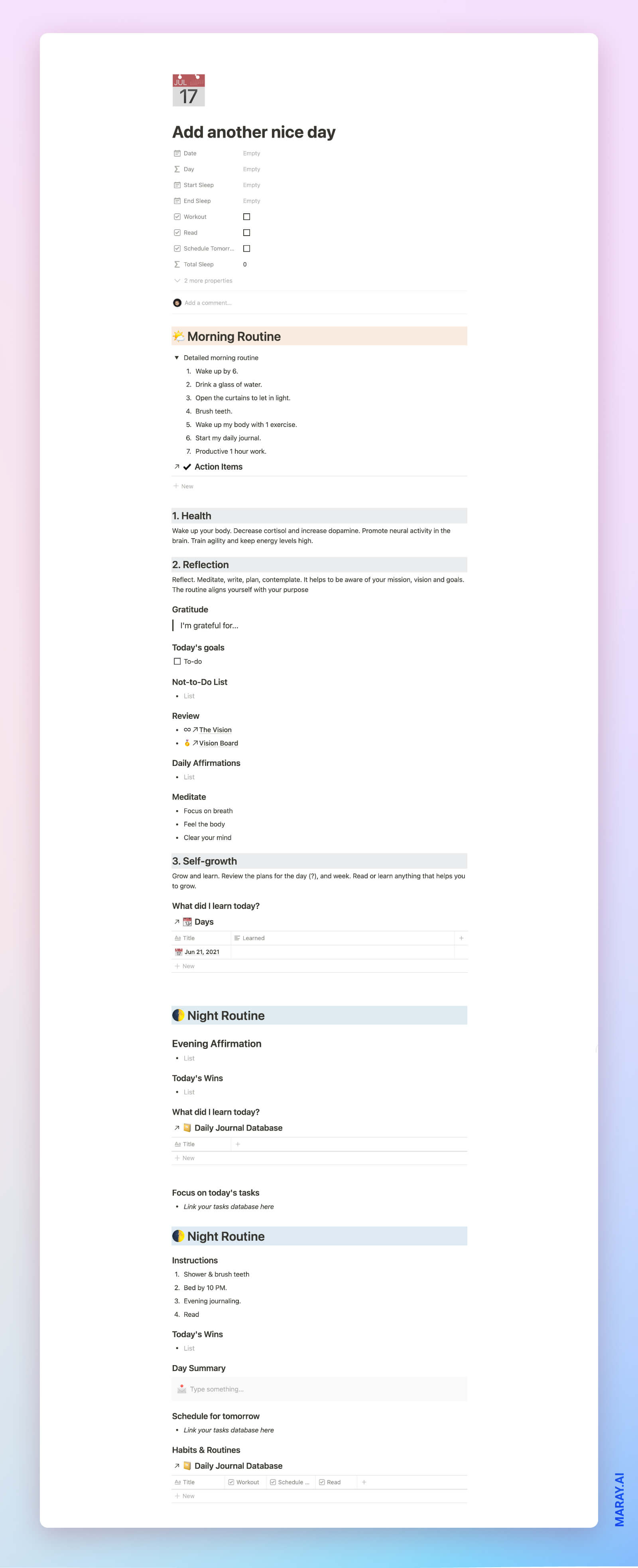 Daily Journal Template In Notion Simple And Advanced 