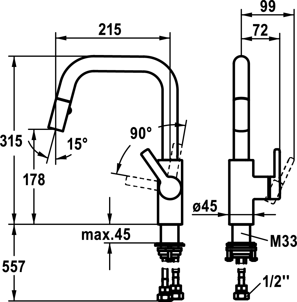 LUNA-E Pull-Out Chrome - KWC Australia