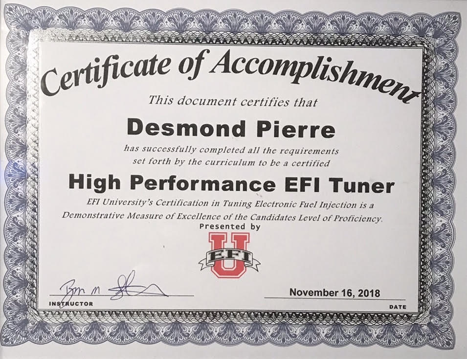 Performance Destination - Certifications