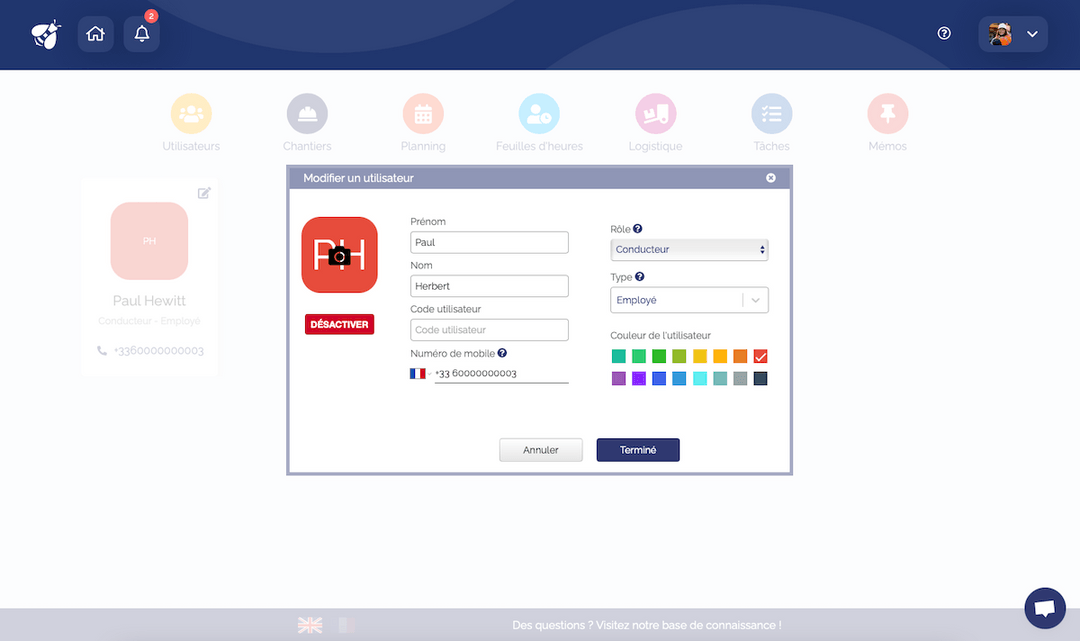 Gestion des utilisateurs