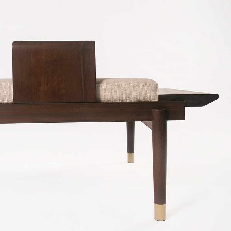 Contemporary Walnut Tray Top Bench | Living in Design