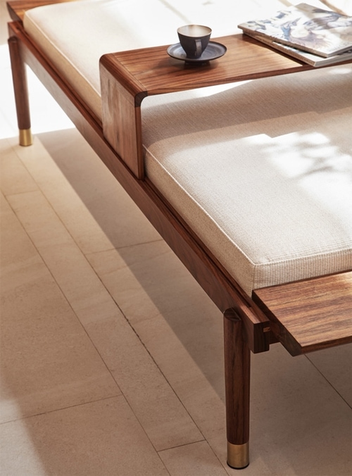 Contemporary Walnut Tray Top Bench | Living in Design