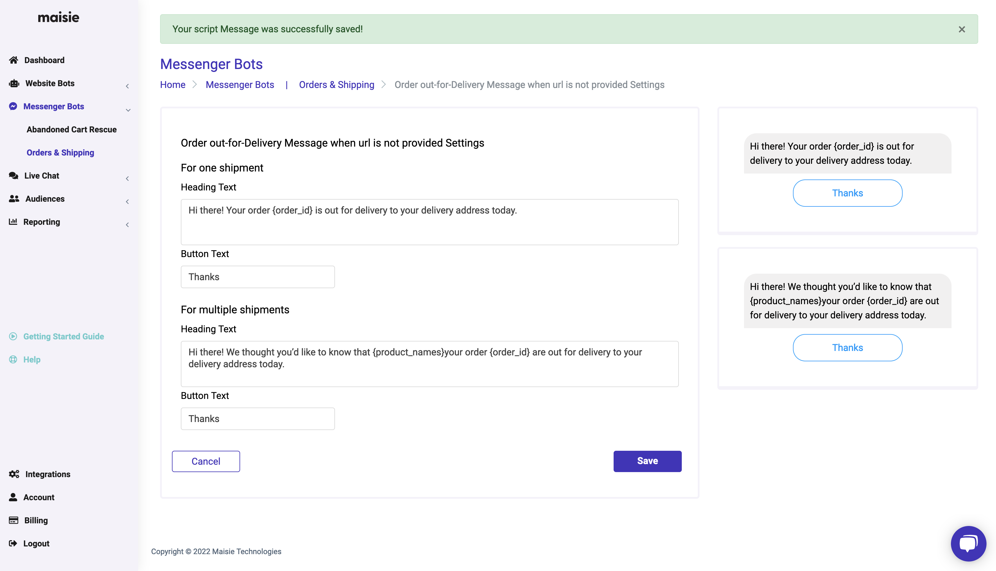 How To Setup Your Orders & Shipping Messenger Chatbot | Maisie AI