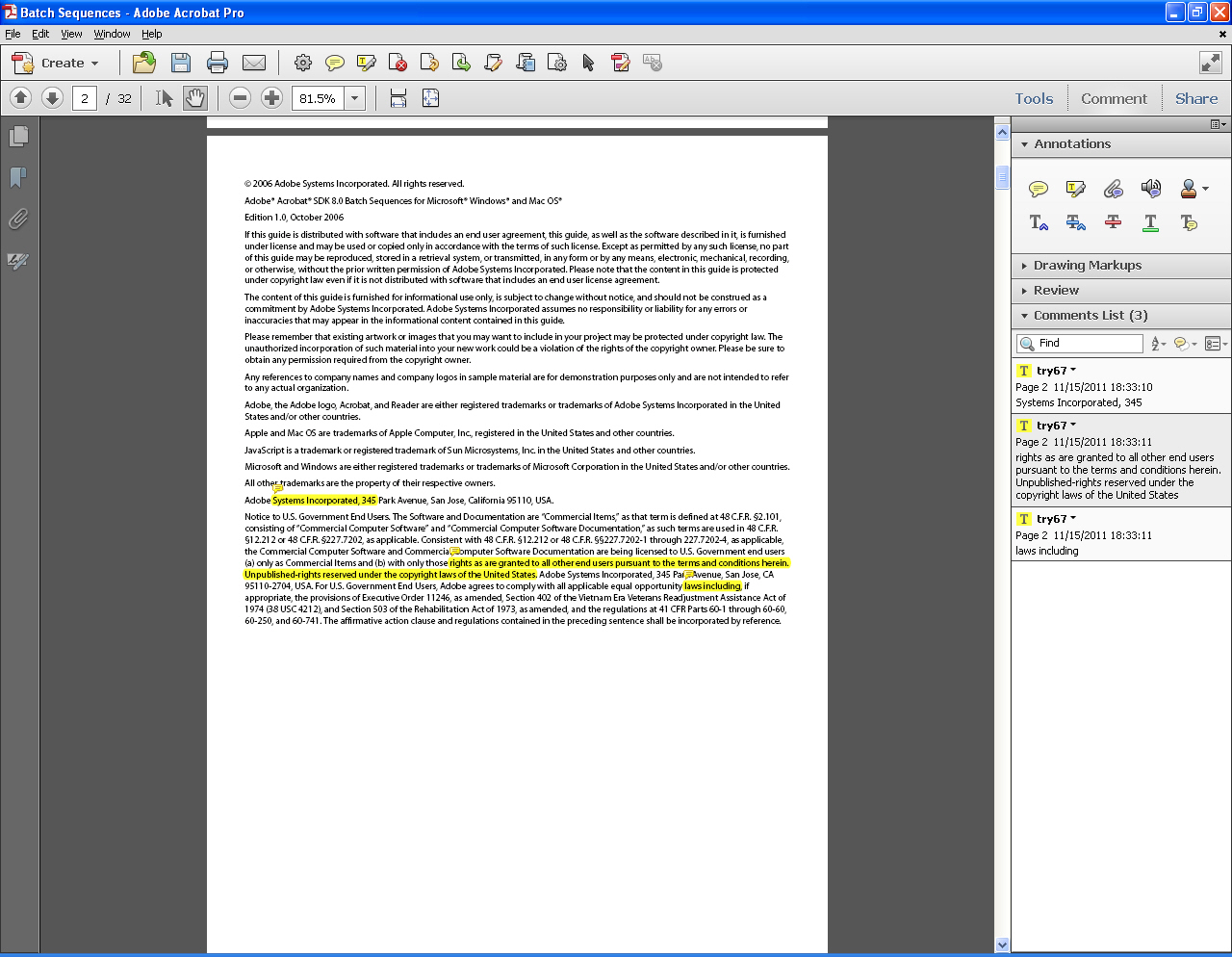 Acrobat -- Filter Comments By Color | Try67 | Custom PDF tools