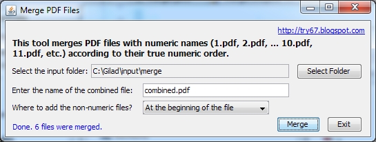 Merge PDF Files in True Numeric Order | Try67 | Custom PDF tools