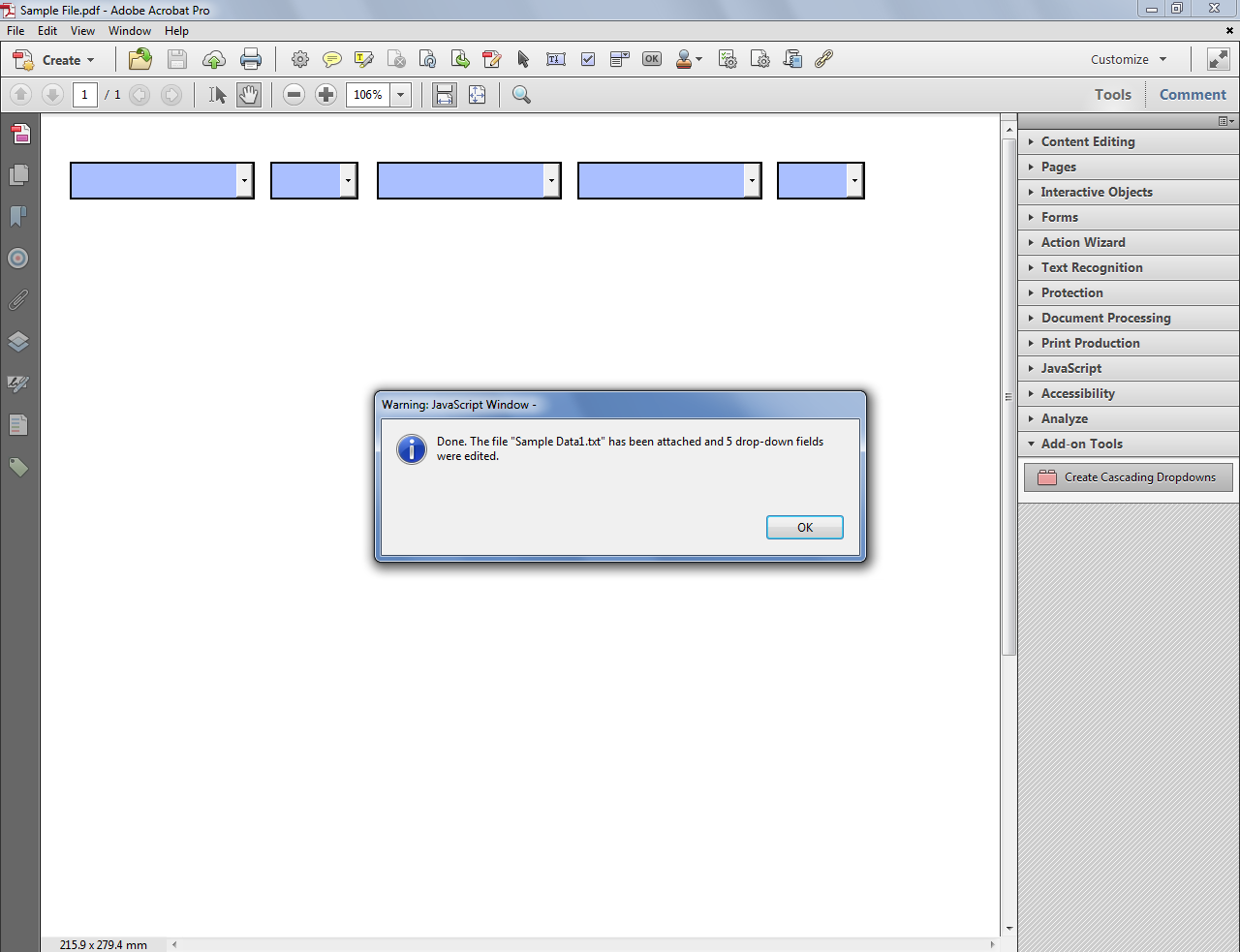 Acrobat -- Create Cascading Dropdowns | Try67 | Custom PDF tools