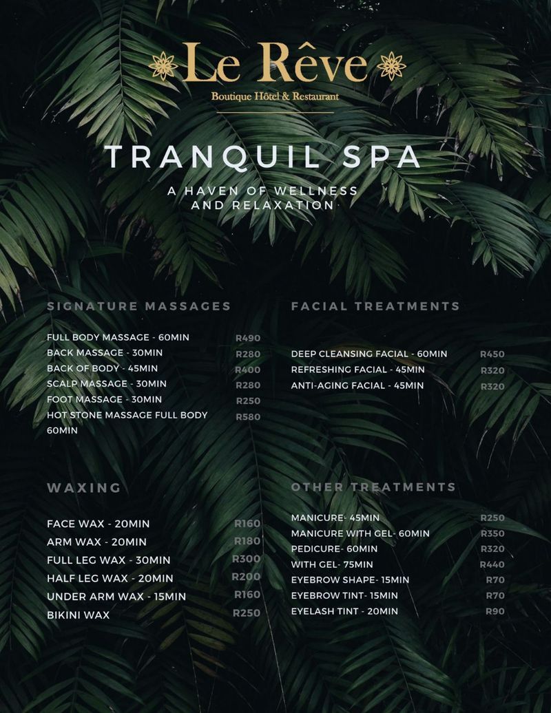 Le Rêve | Spa Menu
