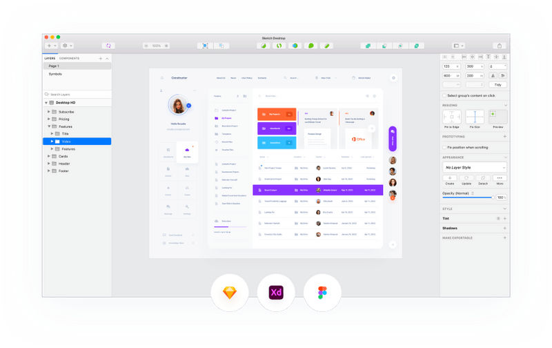 Constructor UI Kit Download for Figma, Sketch and Adobe XD