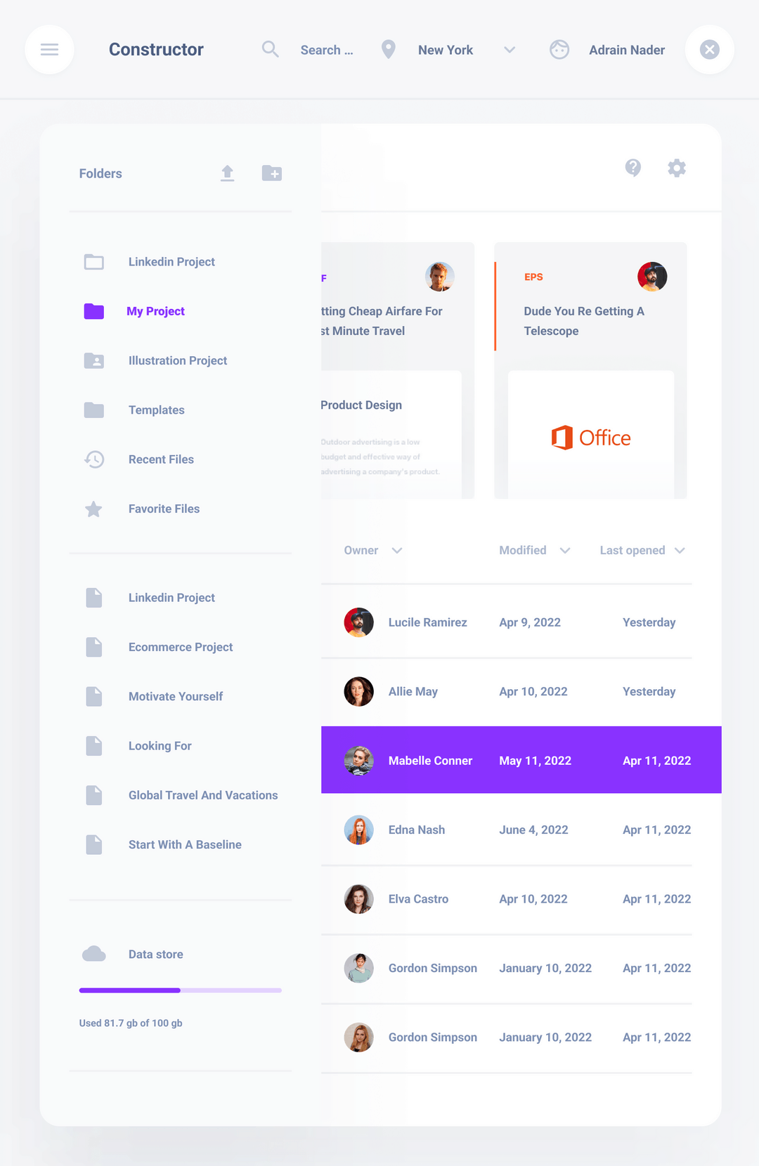 Files Management Dashboard — Download Template UI