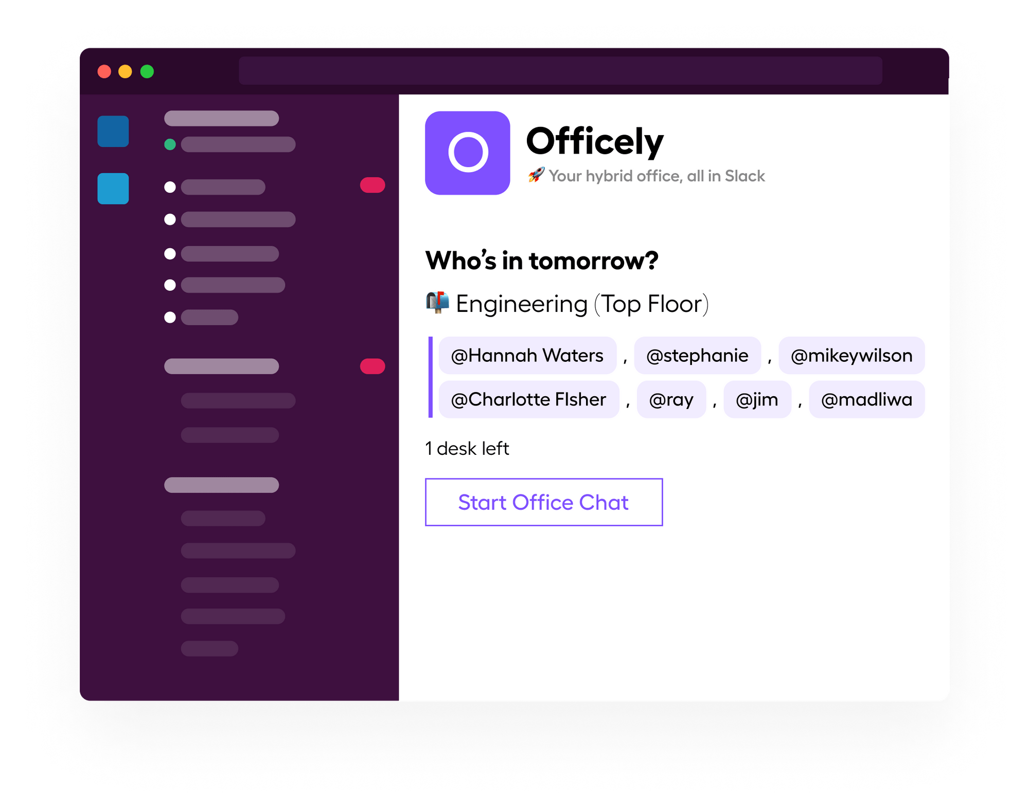 Officely I The only desk booking tool that lives in Slack