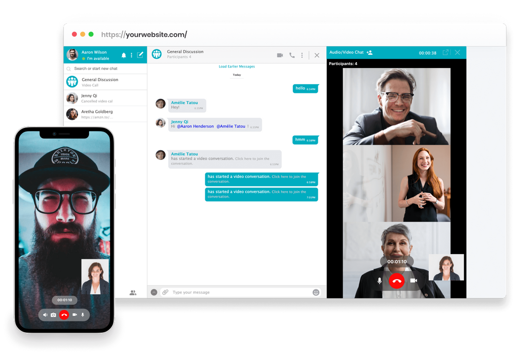 Integrate video conferencing on website with one click.