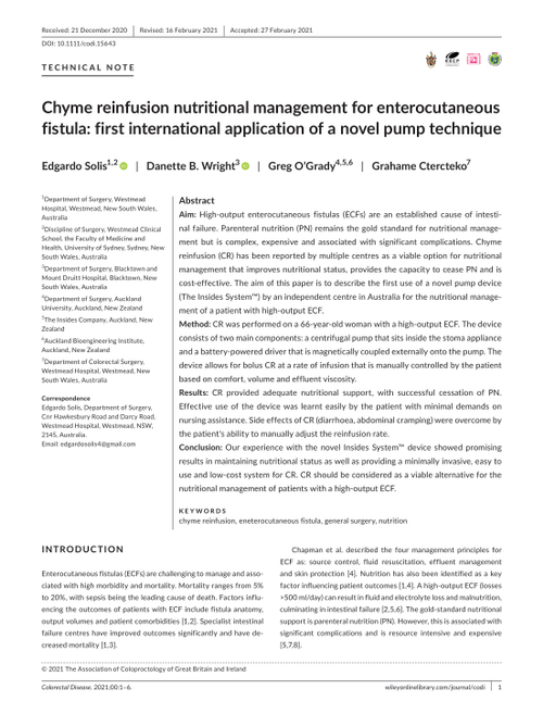 Chyme reinfusion nutritional management for enterocutaneous fistula ...