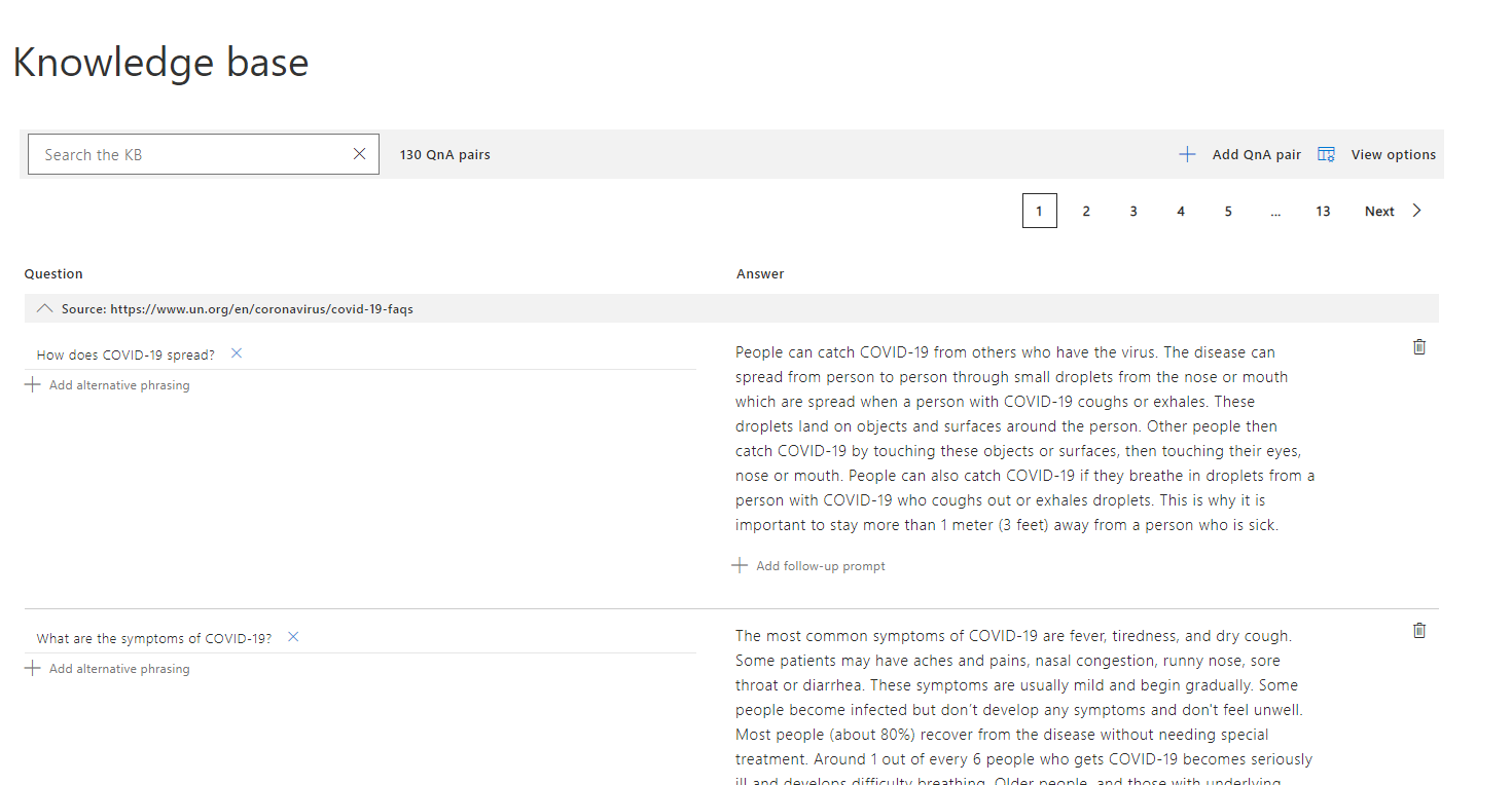 Create a FAQ Bot using QNA Maker Service