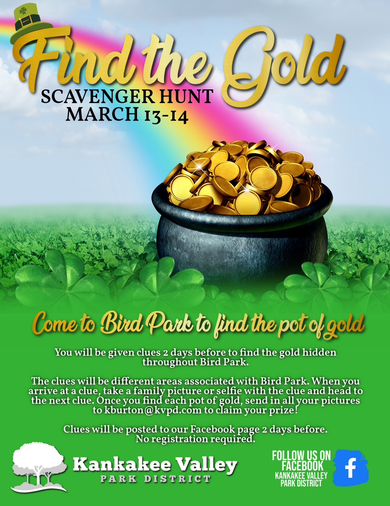 Find the Gold Scavenger Hunt - Mar 13, 2021 | Kankakee Valley Park ...