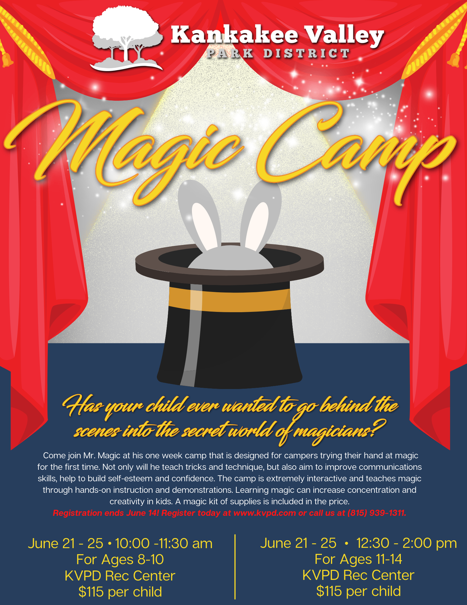 Youth Magic Camp - Jun 21, 2021 | Kankakee Valley Park District ...