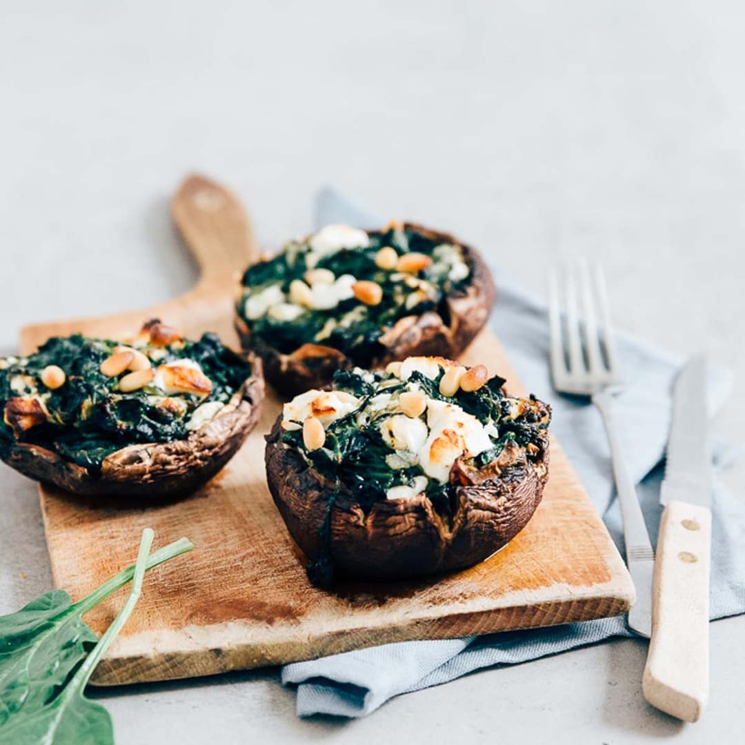 Gevulde portobello's met spinazie en geitenkaas | Herbachef