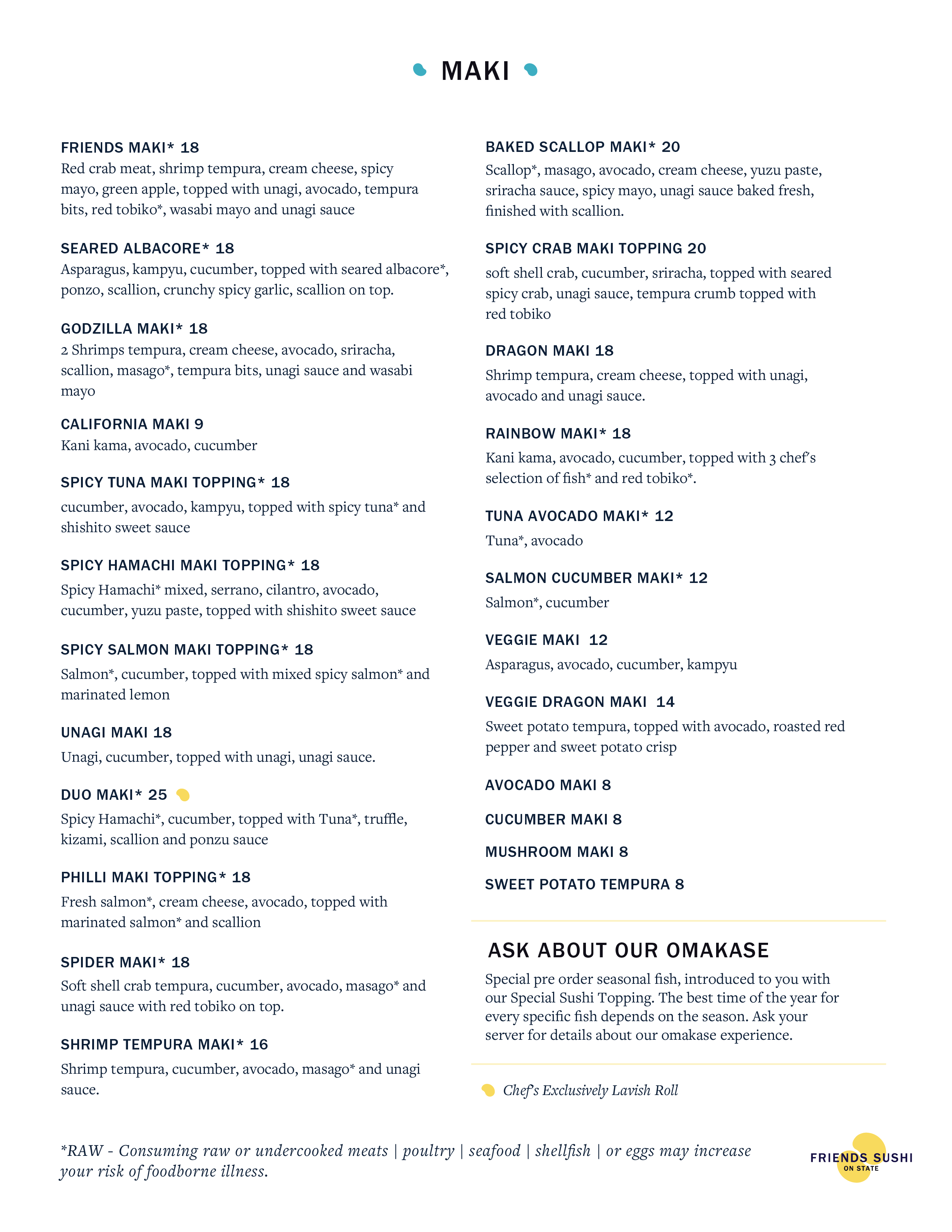 Menu - State - Apps and Sushi Toppings