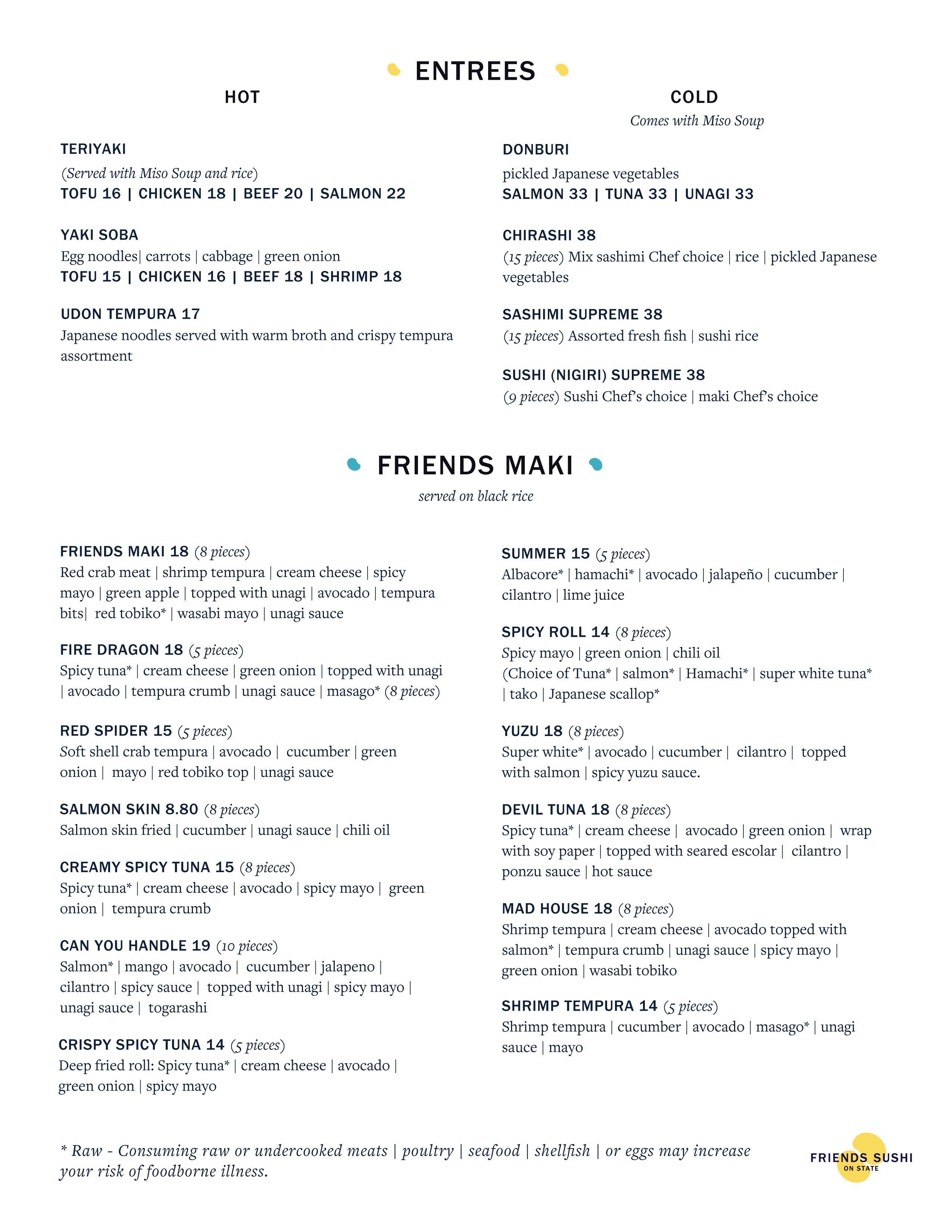 Menu - State - Apps and Sushi Toppings