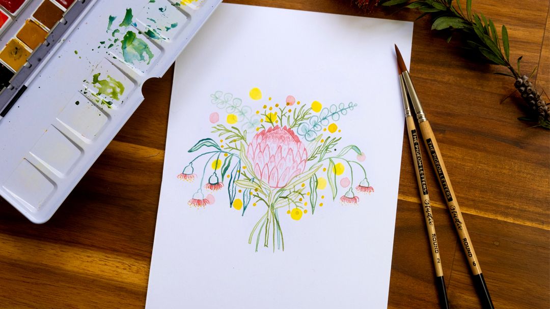 How to Create a Floral Line Drawing Using Watercolor | Amandine Thomas Blog