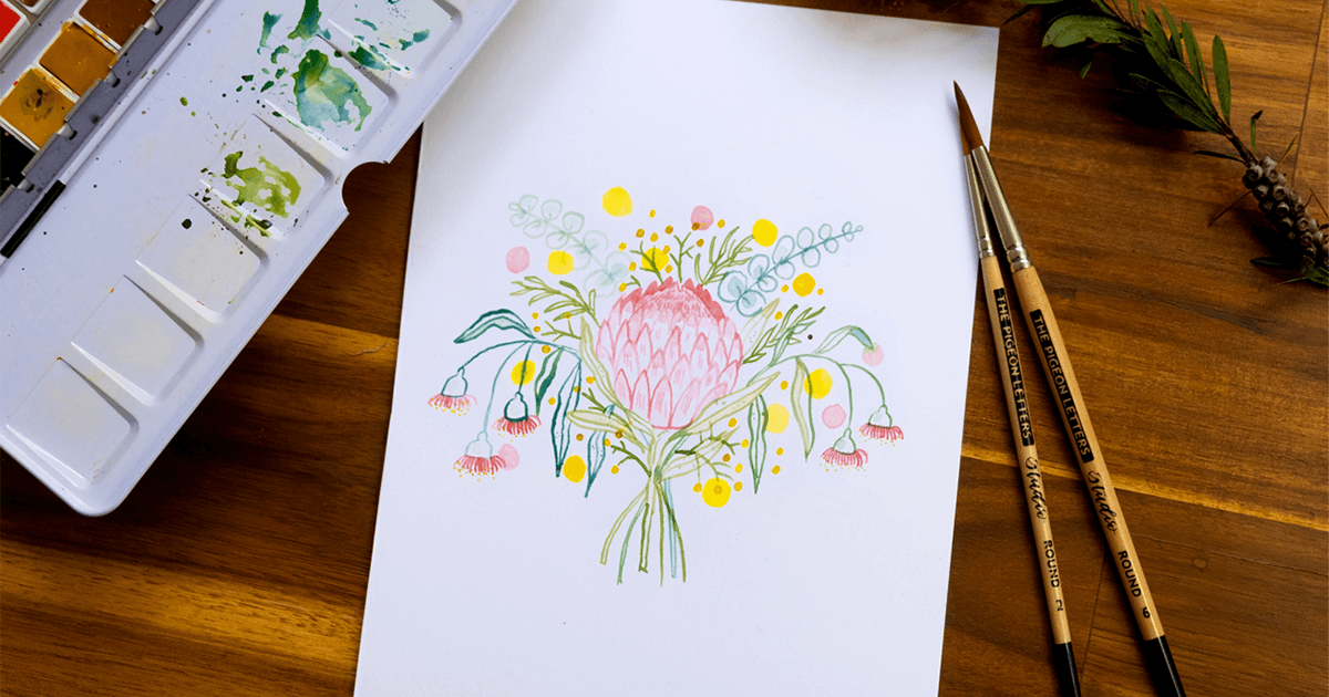 How to Create a Floral Line Drawing Using Watercolor | Amandine Thomas Blog