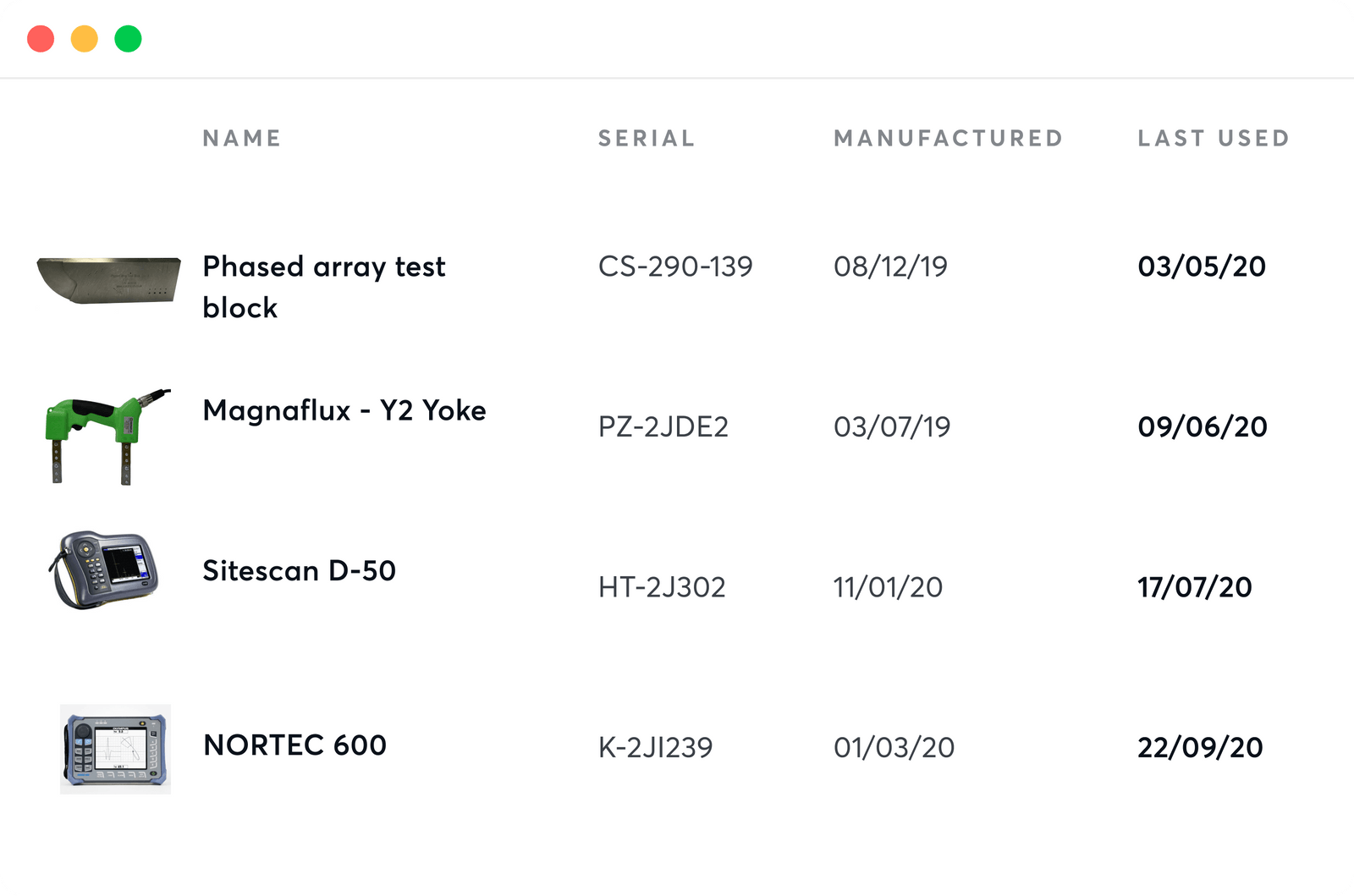 NDT Equipment Management Template