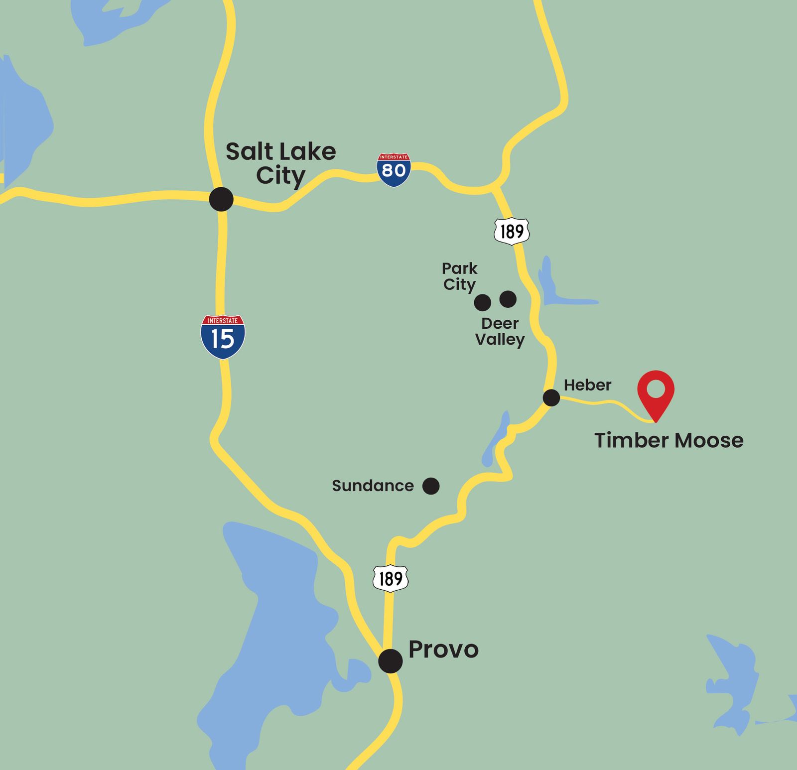 Location to Timber Moose Cabin