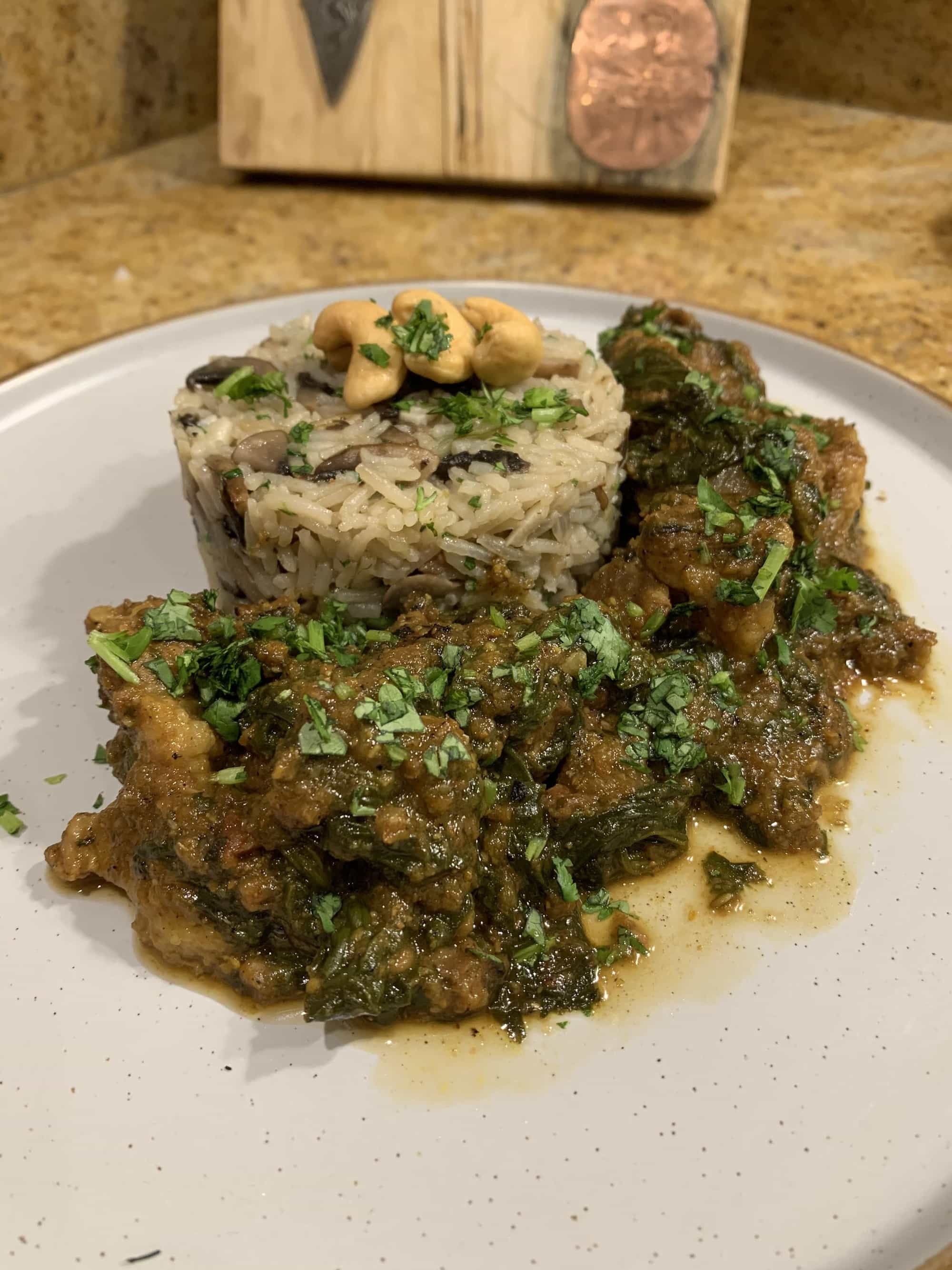 What Willy | Non-Stressipes | Lamb Saag with Mushroom Rice