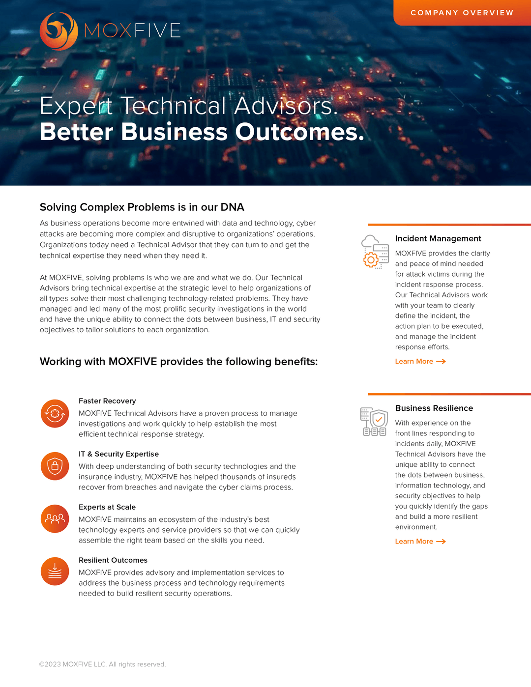 Data Sheet | MOXFIVE Company Overview