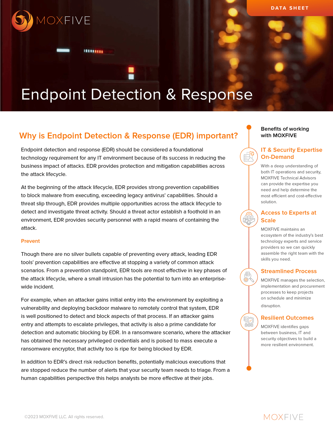 Data Sheet | MOXFIVE Endpoint Detection and Response