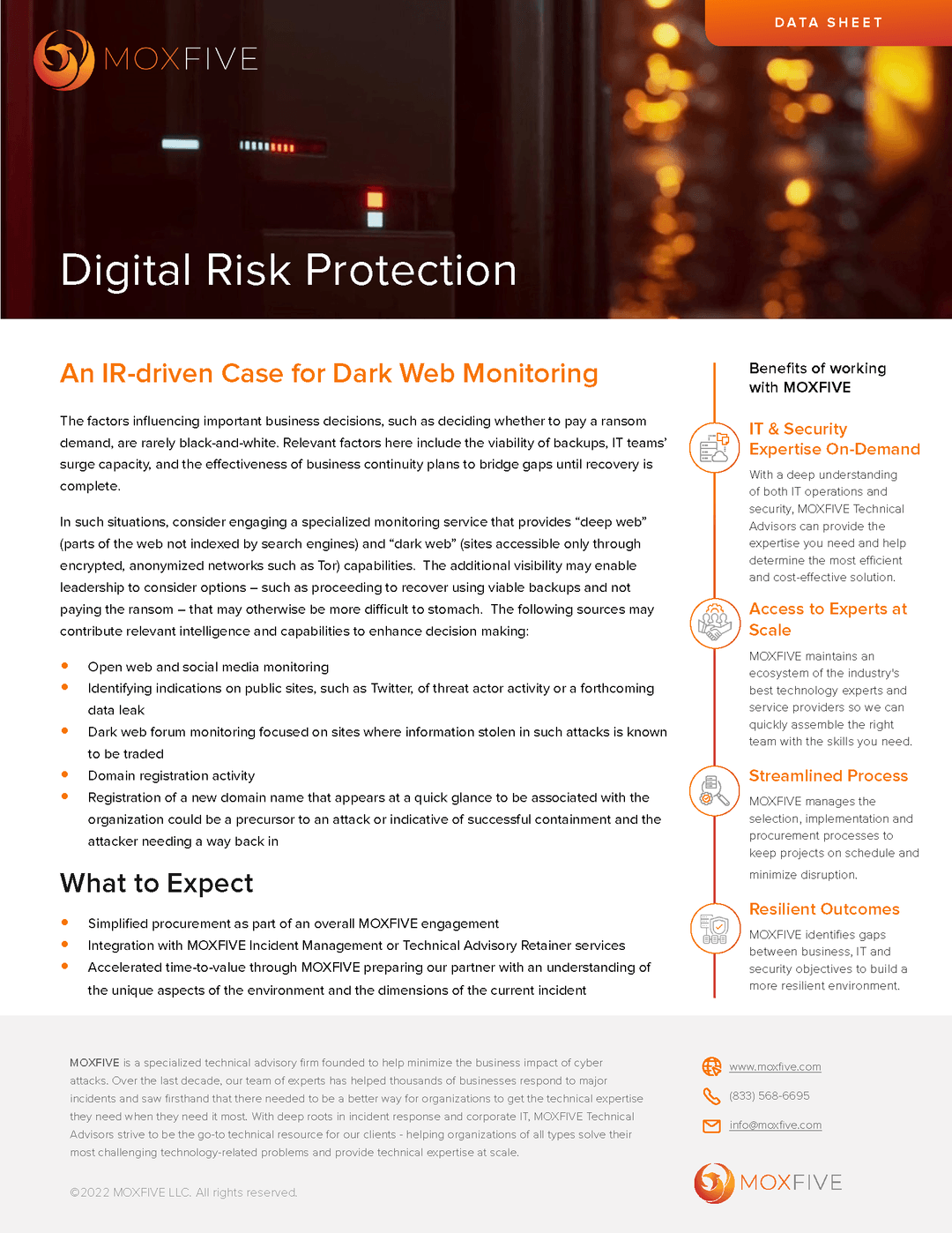 Data Sheet | MOXFIVE Dark Web Monitoring