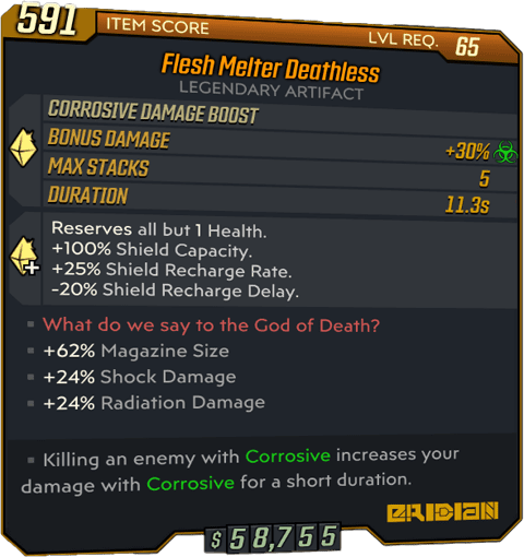 Deathless • Legendary - Artifact • BL3 | Lootlemon