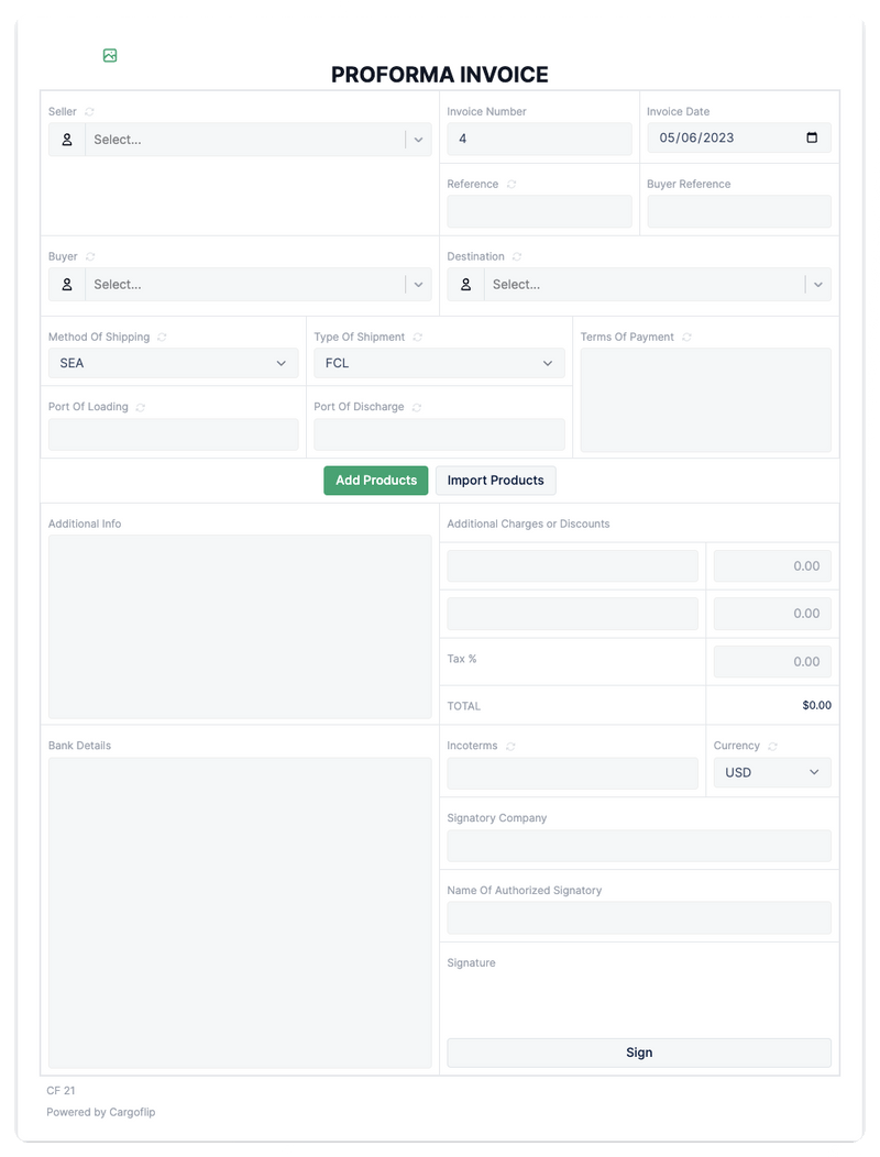 Create a Proforma Invoice – Free Template Download | Cargoflip