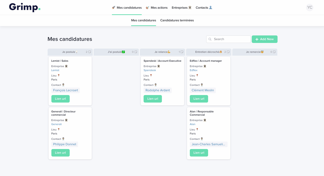 Grimp - Gérez votre carrière, maintenant.