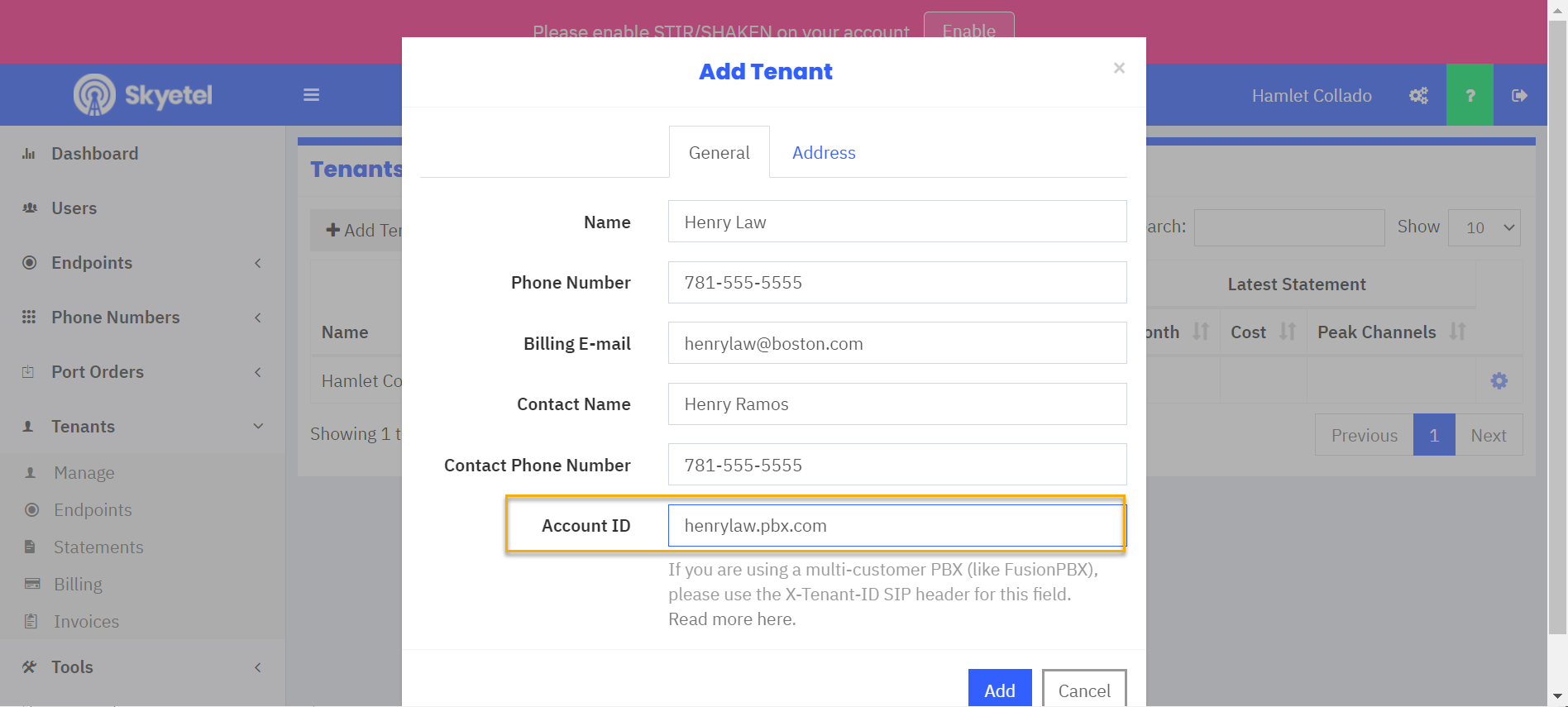 Skyetel lP based authentication with the Vodia PBX phone system