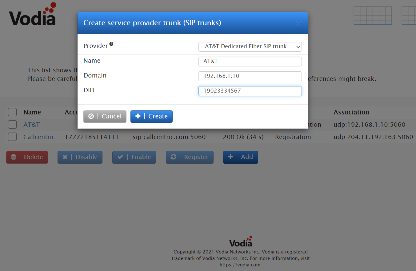AT&T IP Flexible Reach and the Vodia IOP PBX