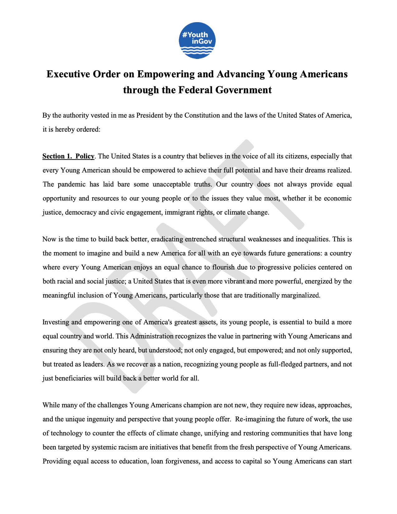 Executive Order | #YouthinGov