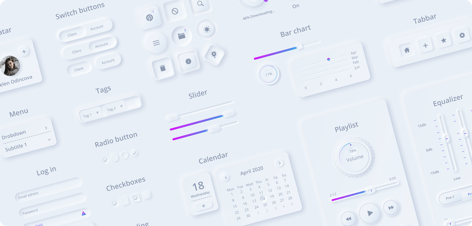 Neomorphism Style Dashboard for Figma
