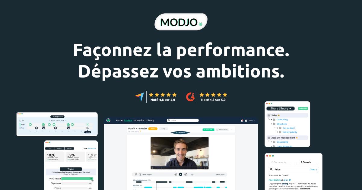 Plateforme dédiée à la productivité des équipes commerciales | Modjo