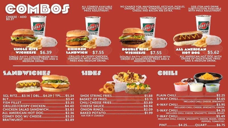 Ritzy's Of Owensboro | Menu