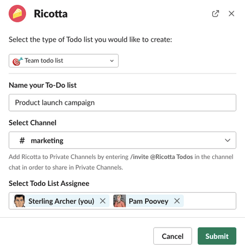 Slack Todo List App for managing To-dos & Reminders