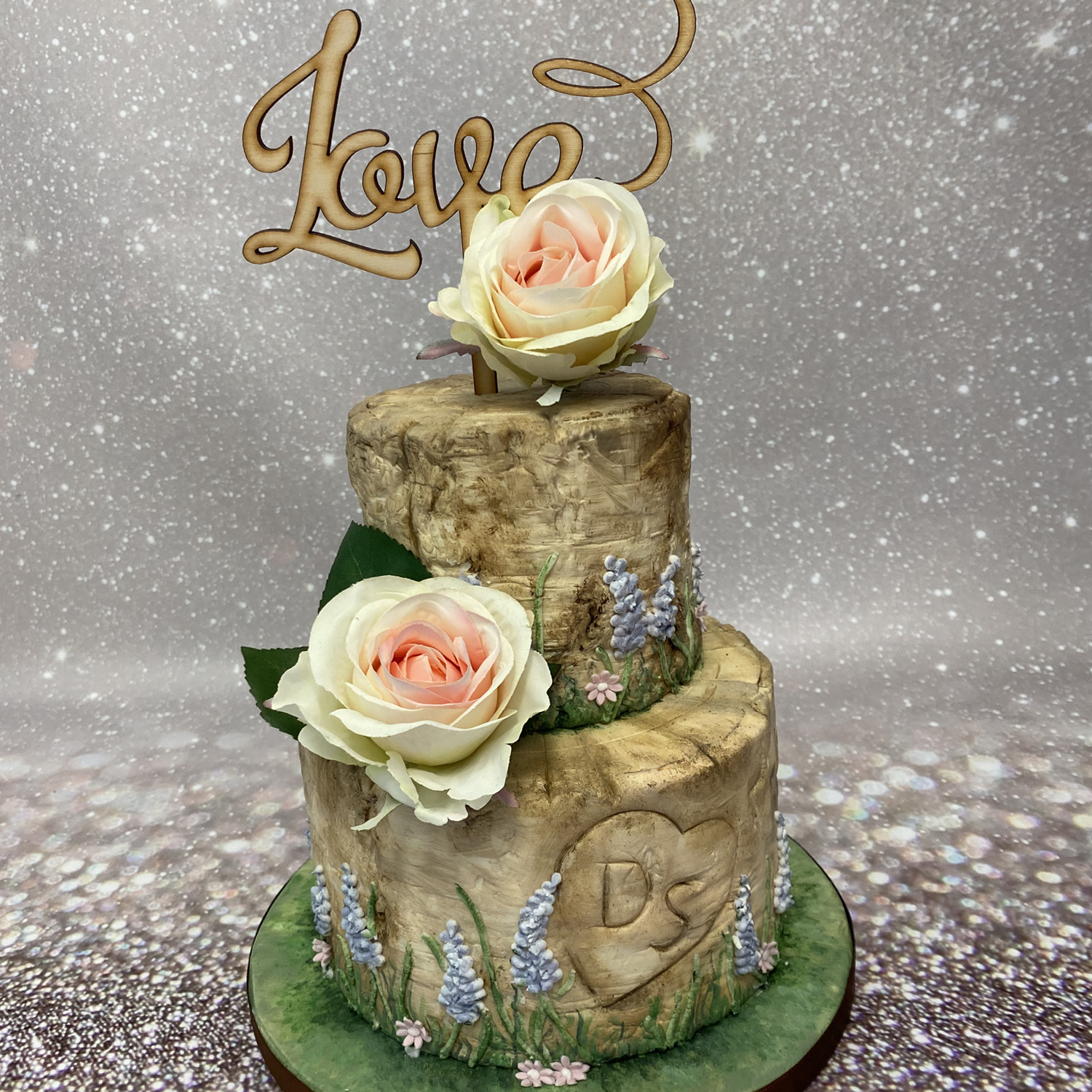Log Two Tier Wedding Cake