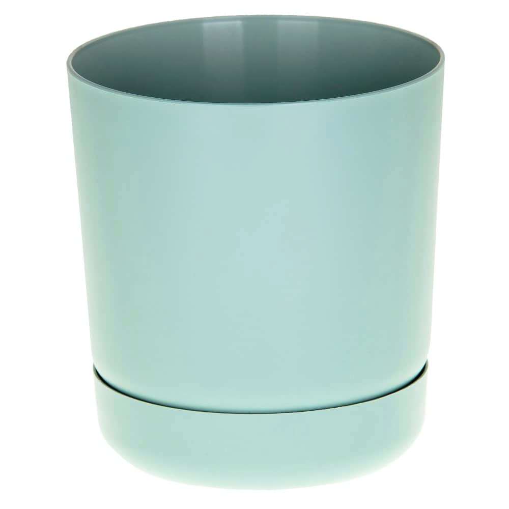 Mint Satina Duo Plant Pot with saucer and drainage holes