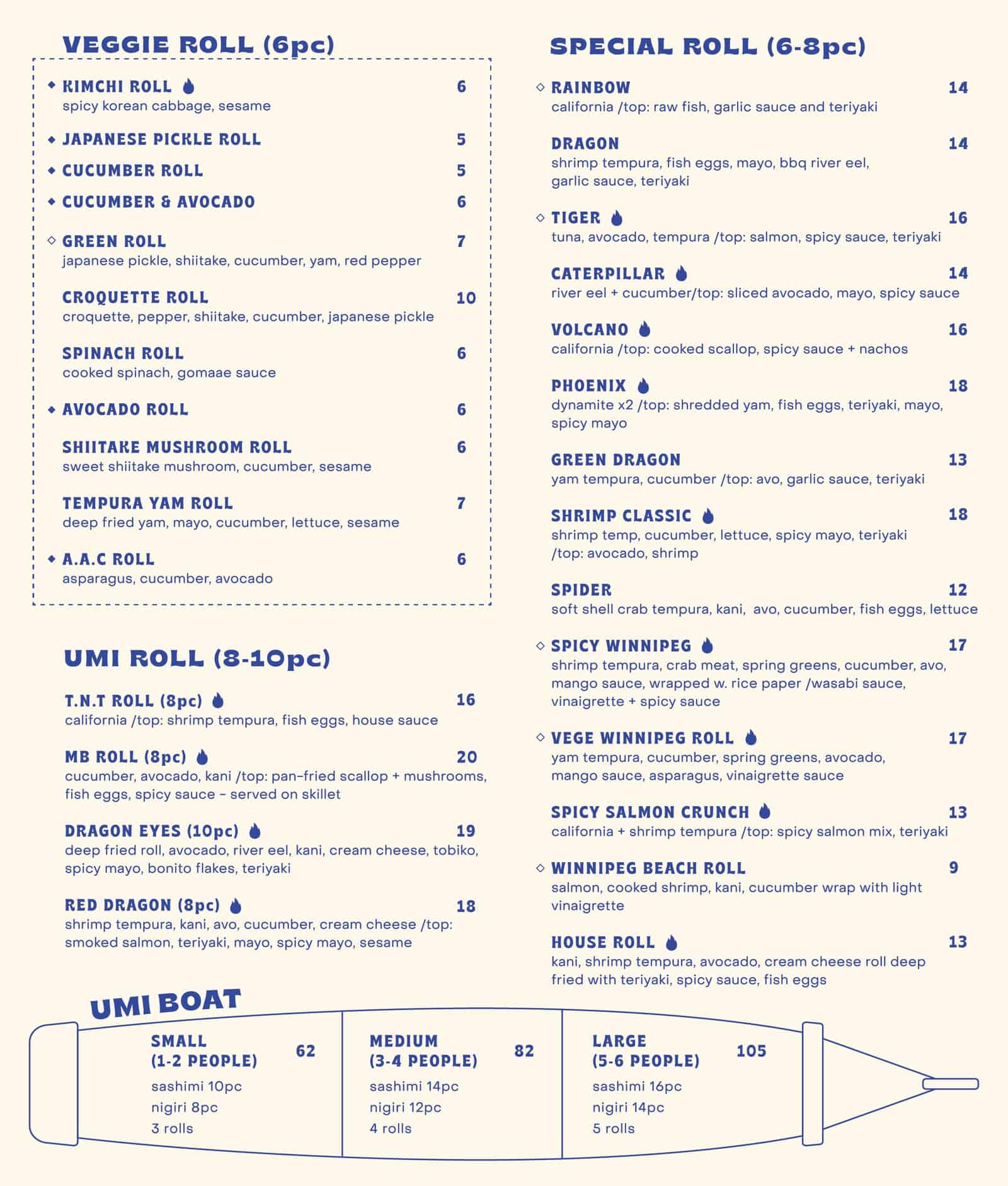 Umi Sushi Menu