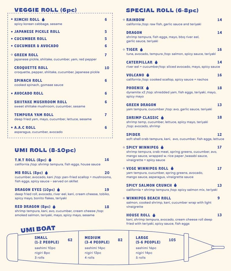 Umi Sushi Menu