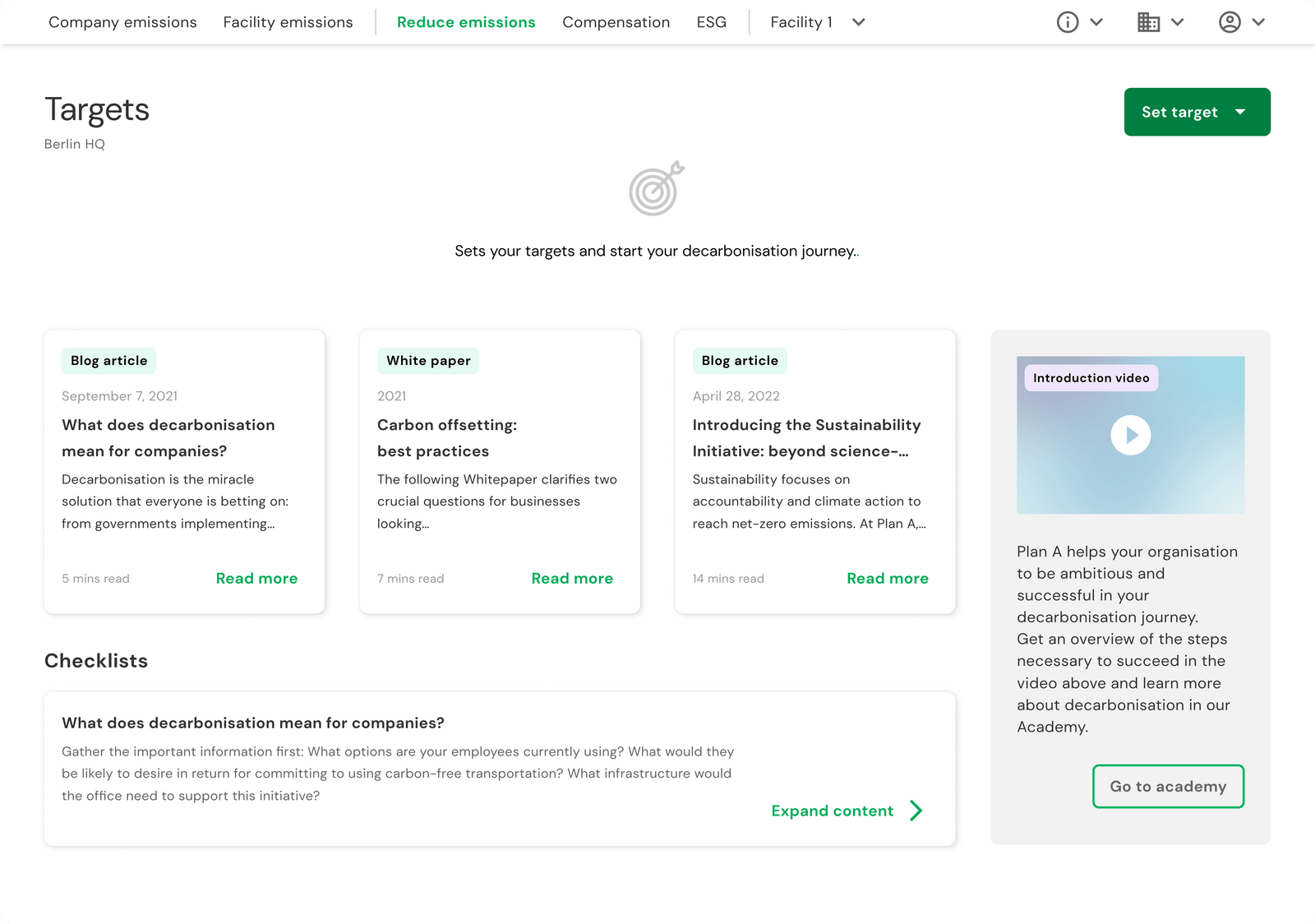 Set decarbonisation targets | Plan A